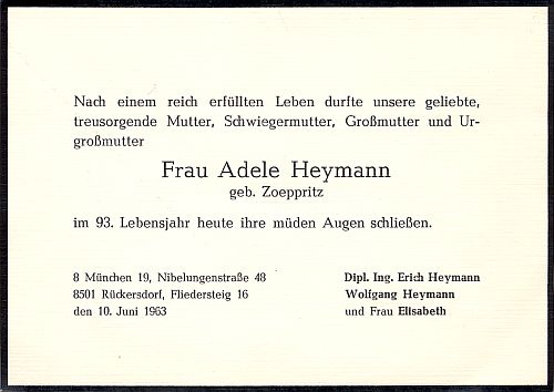 Stammbaum - Rudolf Carl Albert Heymann 1858 - 1936